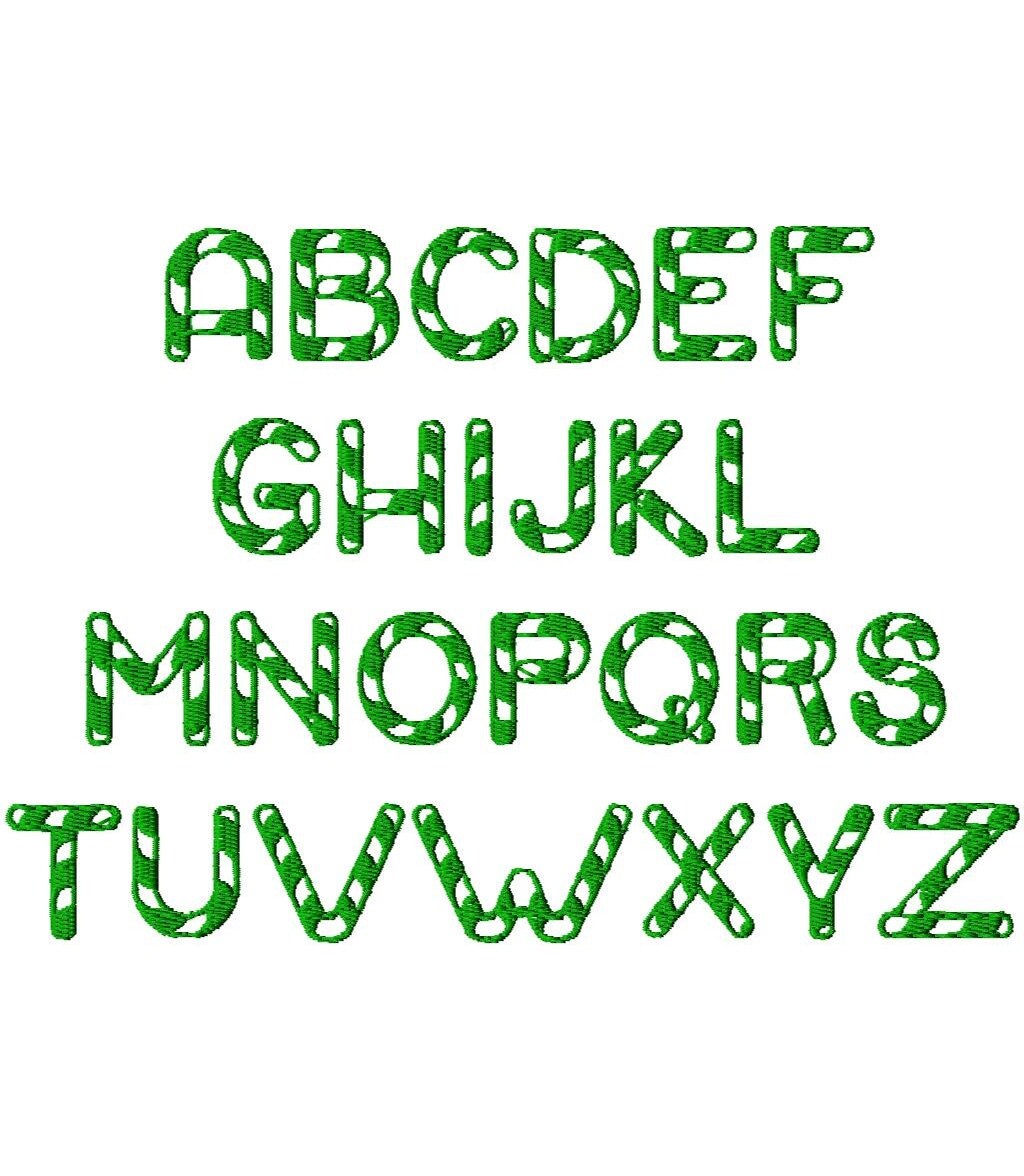 Candy Cane Machine Embroidery Font - Sizes 2",3",4" BUY 2 Get 1 FREE - Etsy