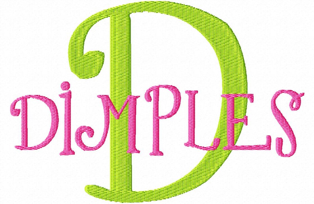 JUMBO Dimples Machine Embroidery Font - Sizes 5",6",7" and 5x7 Hoop ...