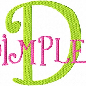 JUMBO Dimples Machine Embroidery Font - Sizes 5",6",7" and 5x7 Hoop ...