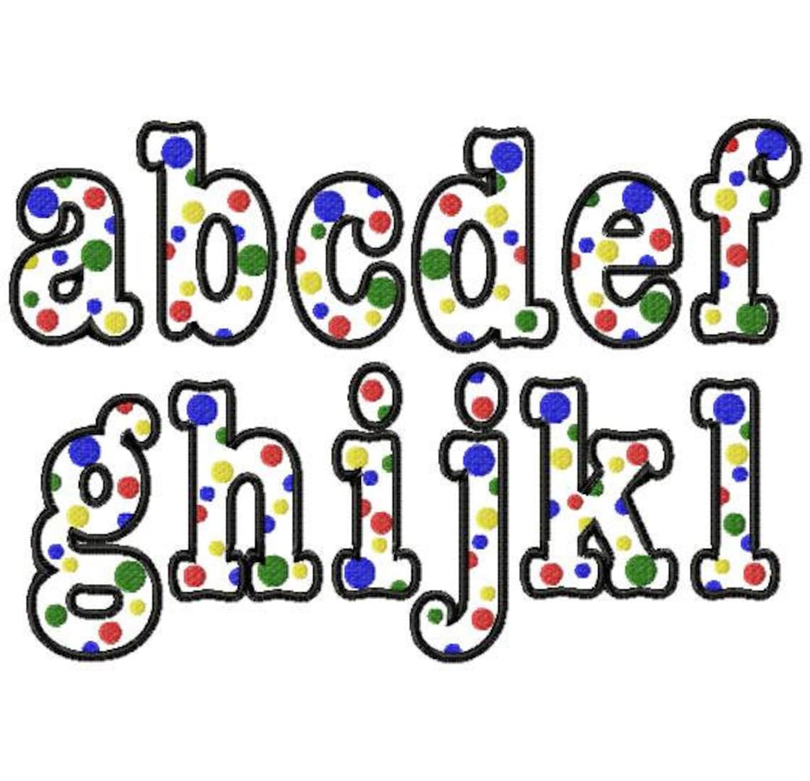 Cassidy Applique Font - LOWER CASE - DOTS - Machine Embroidery Design ...
