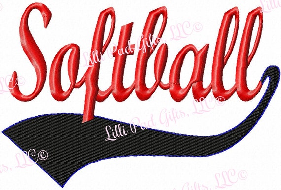Softball Swoosh Machine Embroidery Design 8 Sizes | Etsy