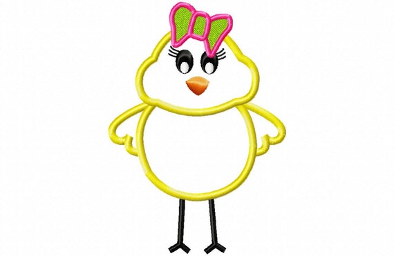 Cutie Chickie Applique Machine Embroidery Design 7 Sizes - Etsy