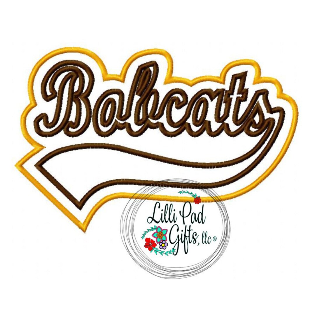 Bobcats-swoosh-double Applique - Machine Embroidery Design - 5 Sizes, Applique, Bobcat, Bobcats ...