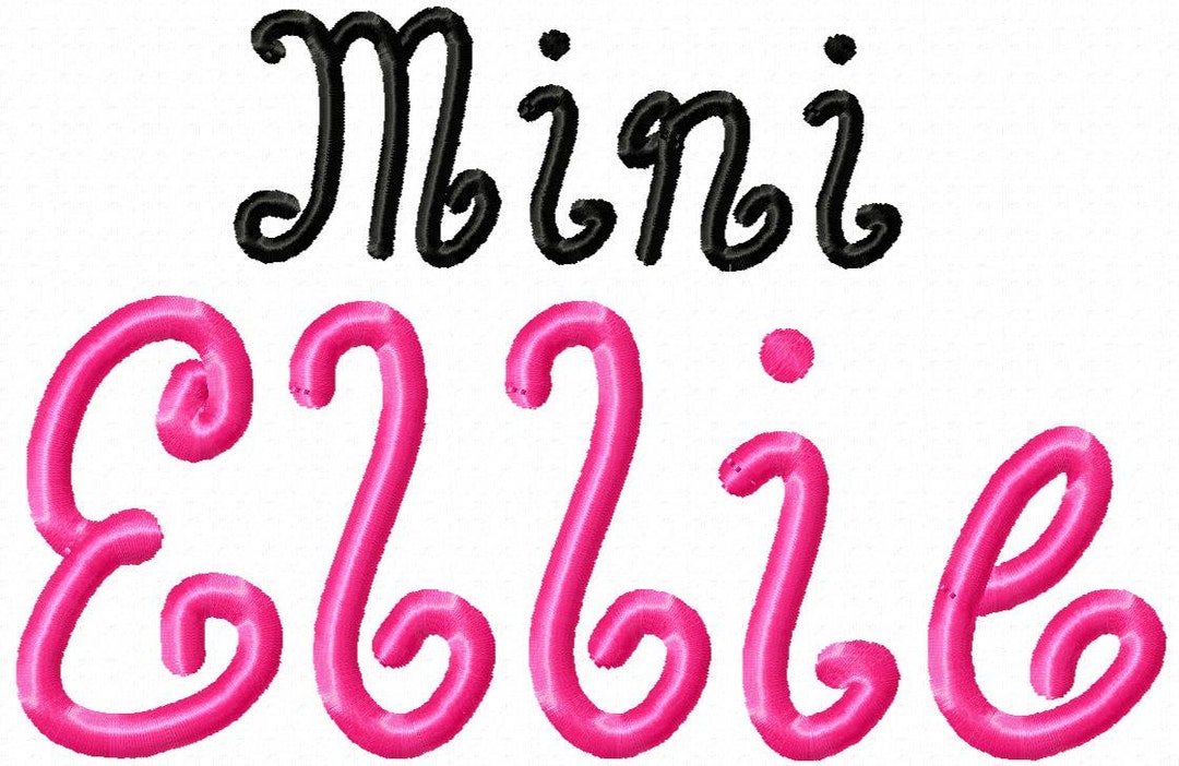 Mini Ellie Machine Embroidery Font - Sizes .5in. (half Inch) BUY 2 Get ...