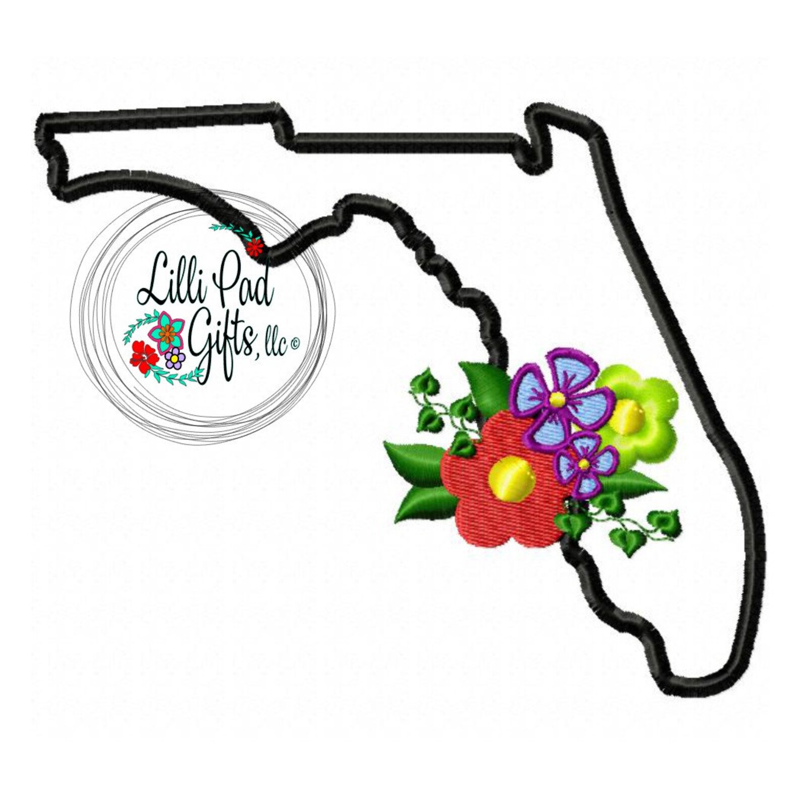 Florida-flowers Applique Machine Embroidery Design 5 - Etsy