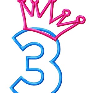 Princess Crown Birthday Numbers Applique - Machine Embroidery Design ...