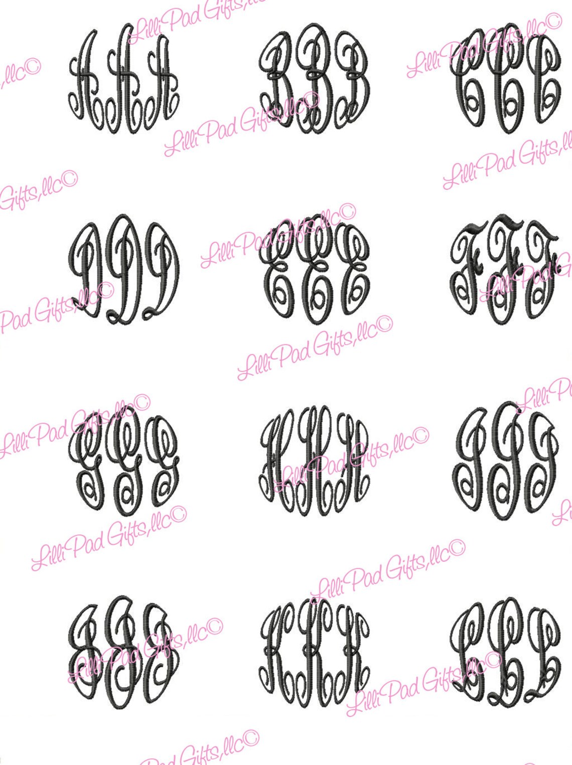 ABC Script Circle Monogram Font - BX - Sizes 4" and 5" - Machine ...