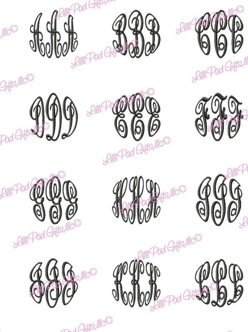 ABC Script Circle Monogram Font - BX - Sizes 4" and 5" - Machine ...