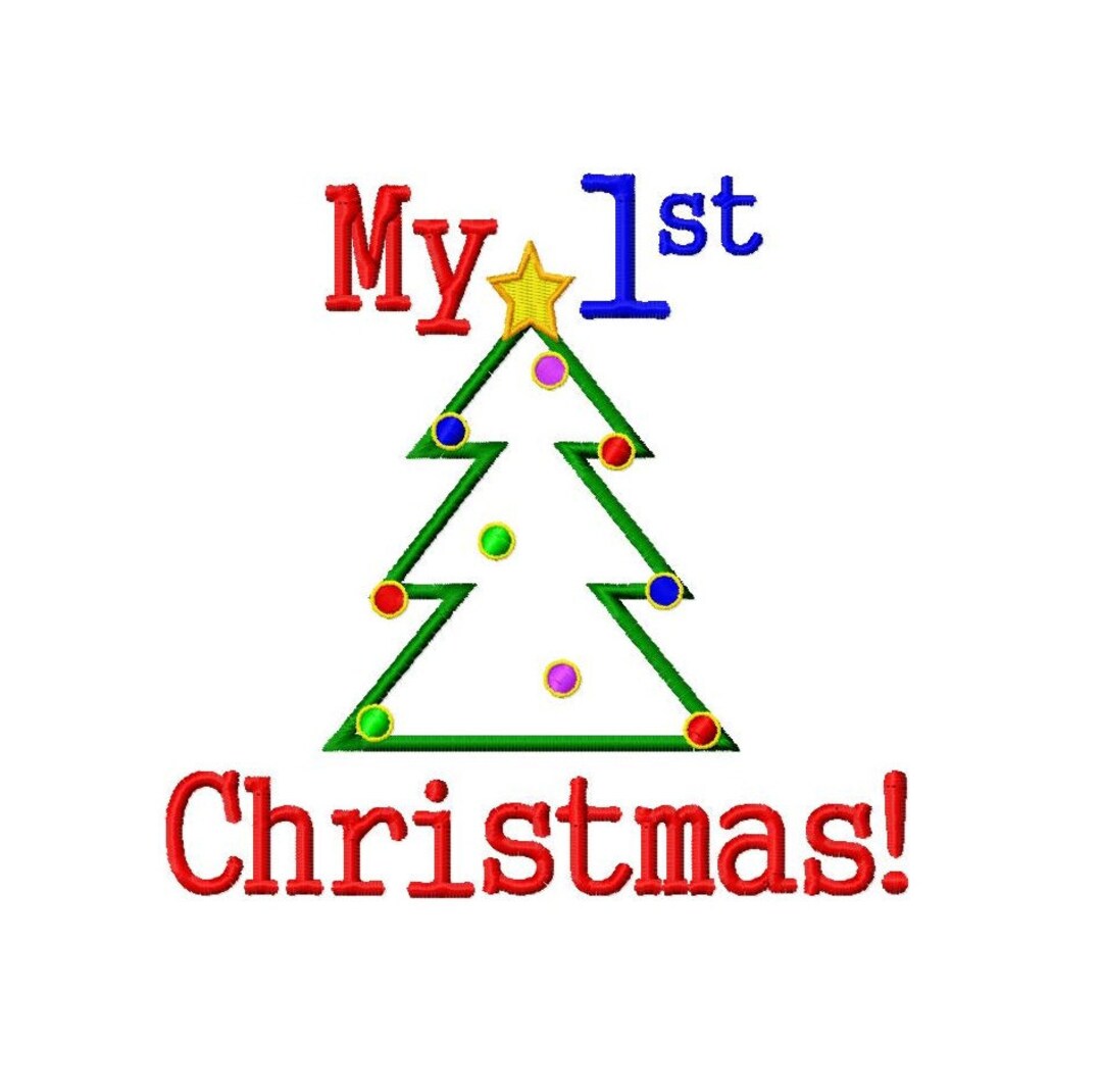 My 1st Christmas - Christmas Tree Applique - Machine Embroidery Design ...