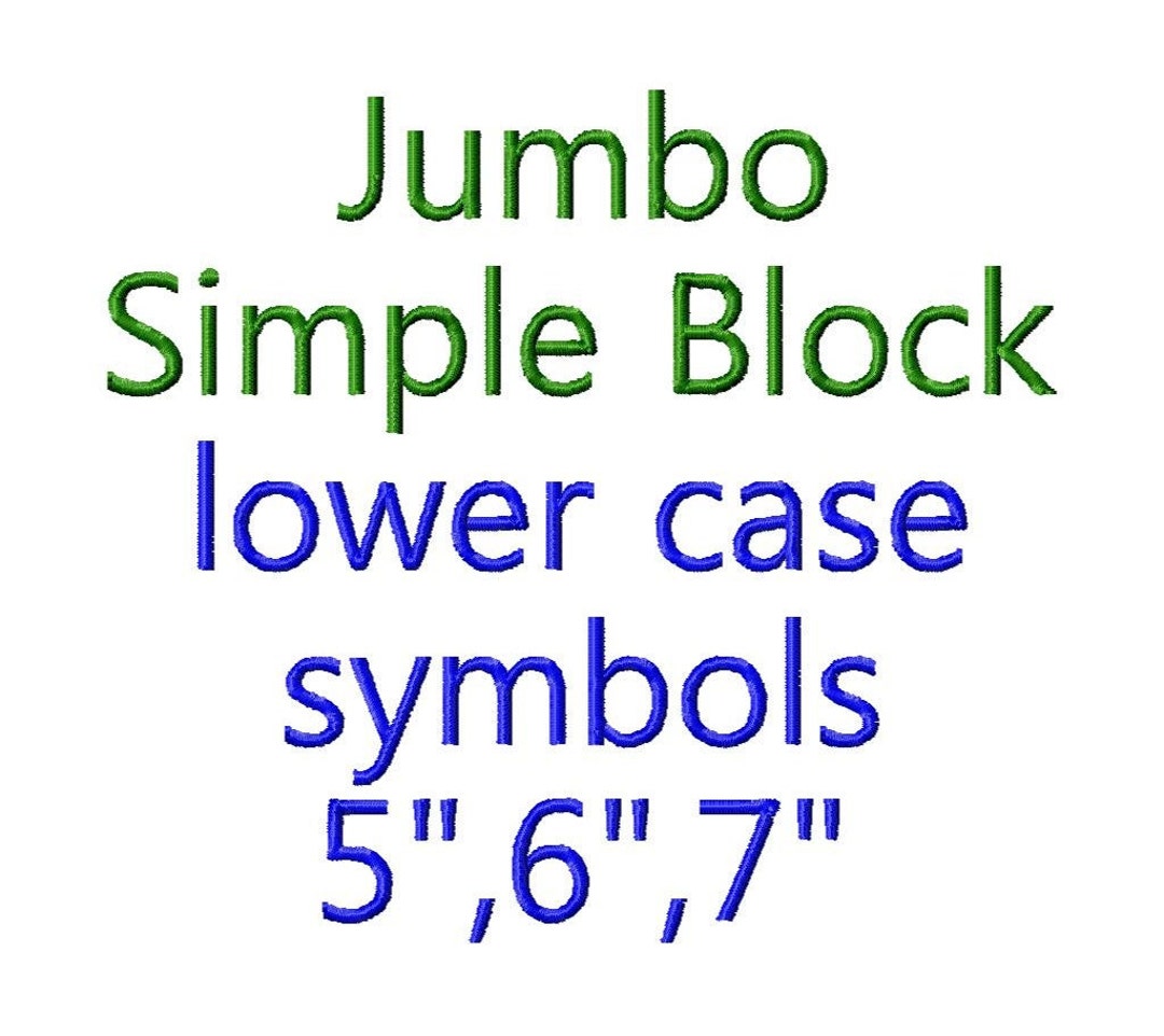 JUMBO Simple Block - Lower Case Letters - Machine Embroidery Font ...