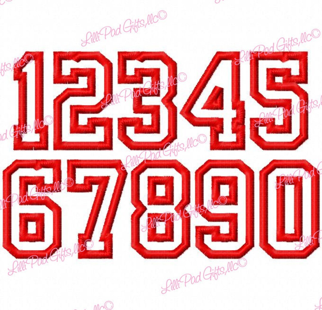 School Time Applique Numbers - Satin Outline - 2",3",4" - Machine ...