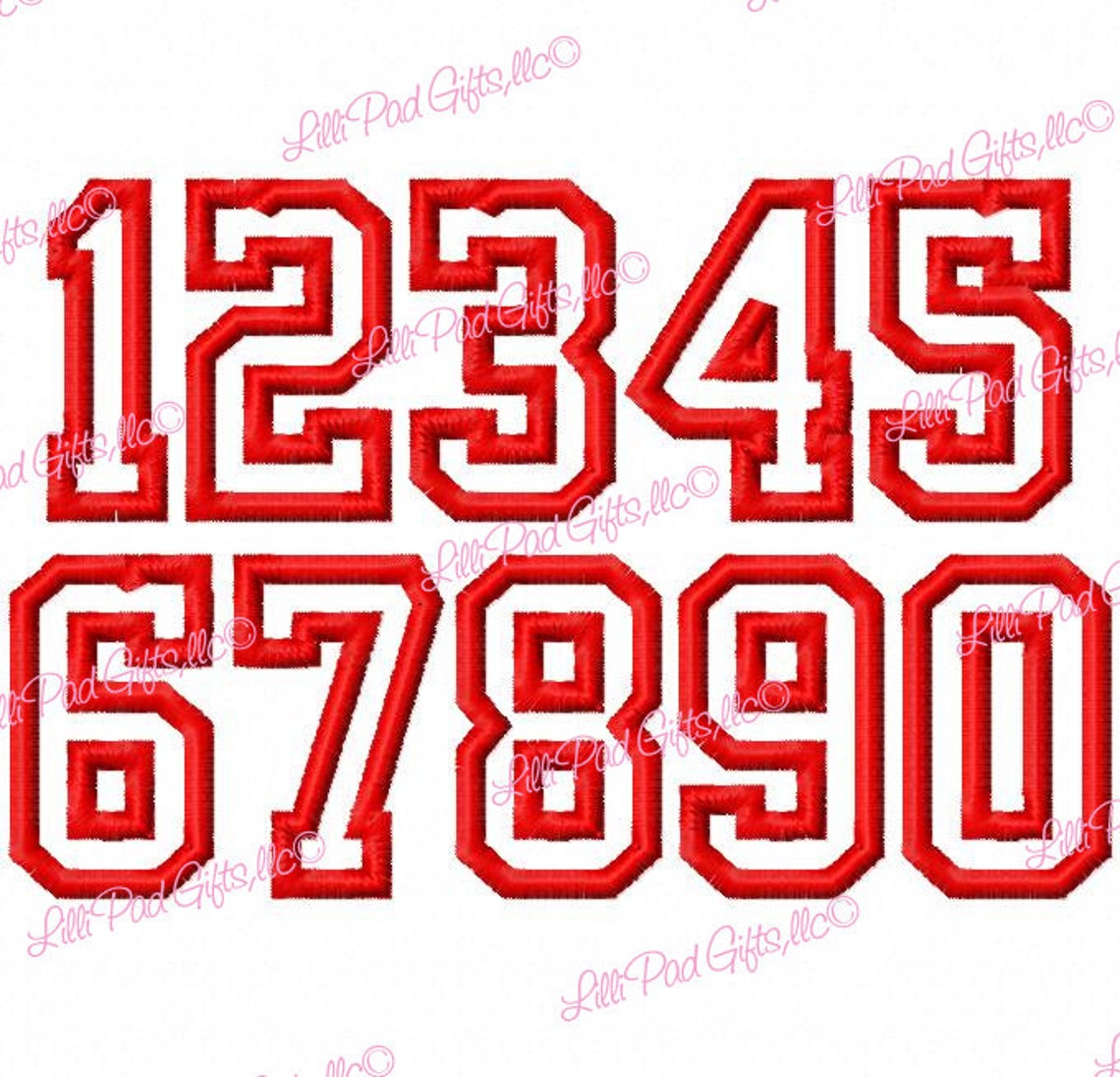 School Time Applique Numbers - Satin Outline - 2",3",4" - Machine ...