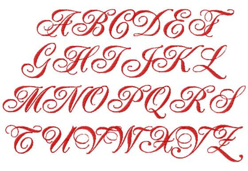 JUMBO Fancy Script Machine Embroidery Font Sizes - Etsy
