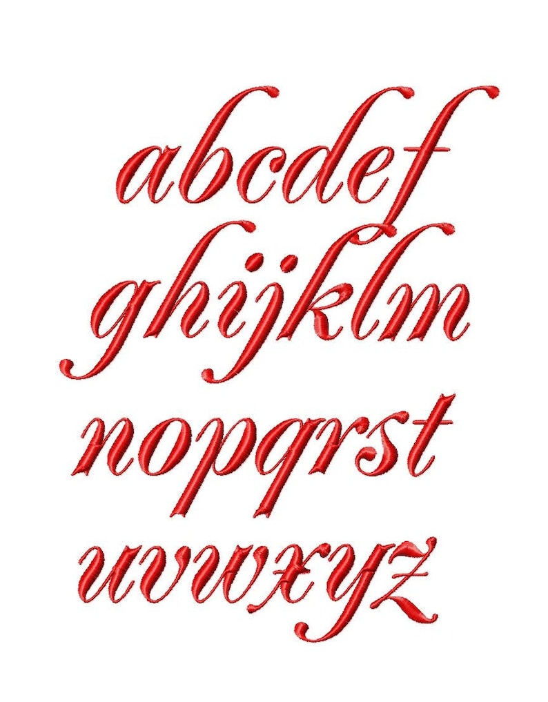 Jumbo LOWER CASE Fancy Script - Machine Embroidery Font - Sizes 5",6",7 ...