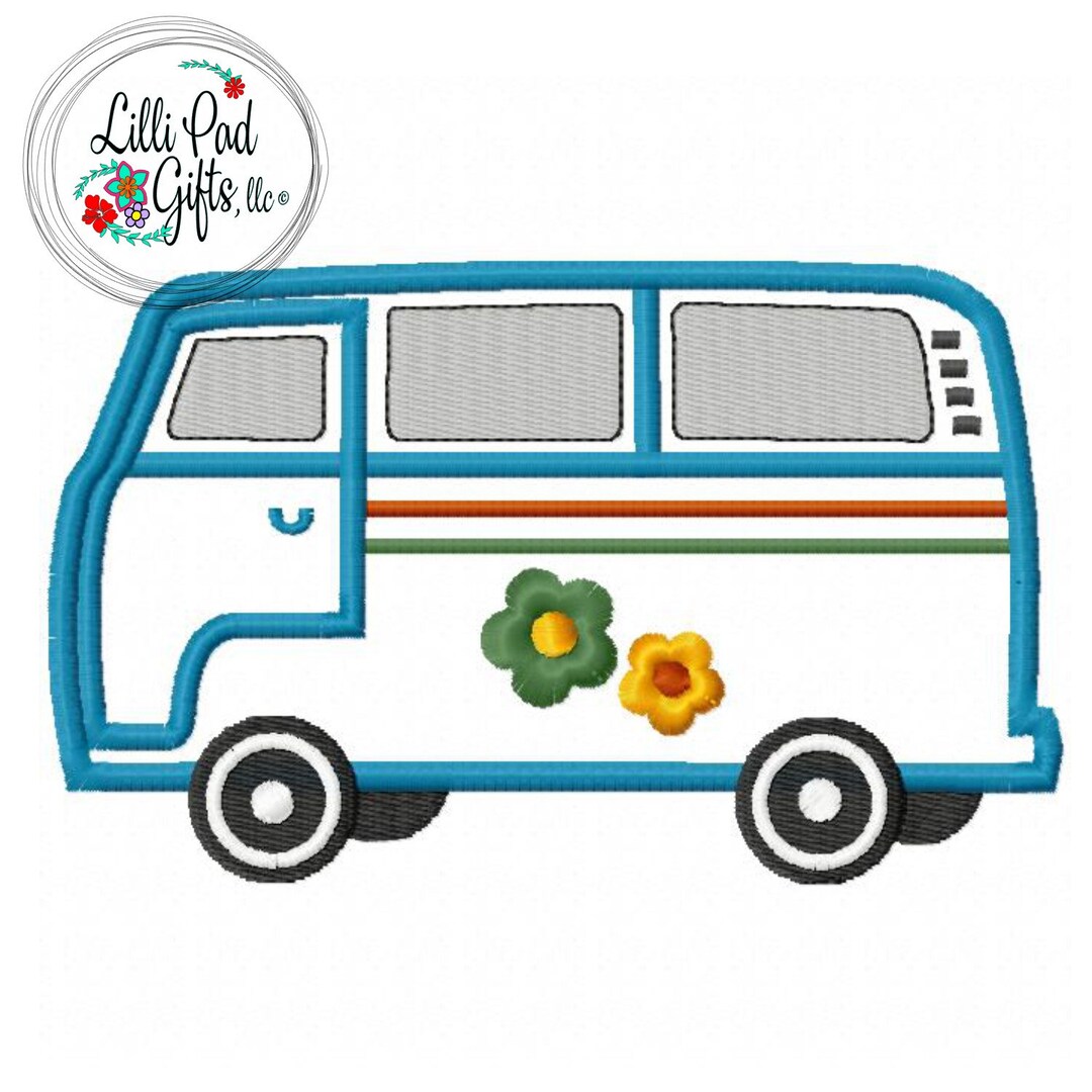 Hip Bus - Applique - Machine Embroidery Design - 4 Sizes, Bus ...