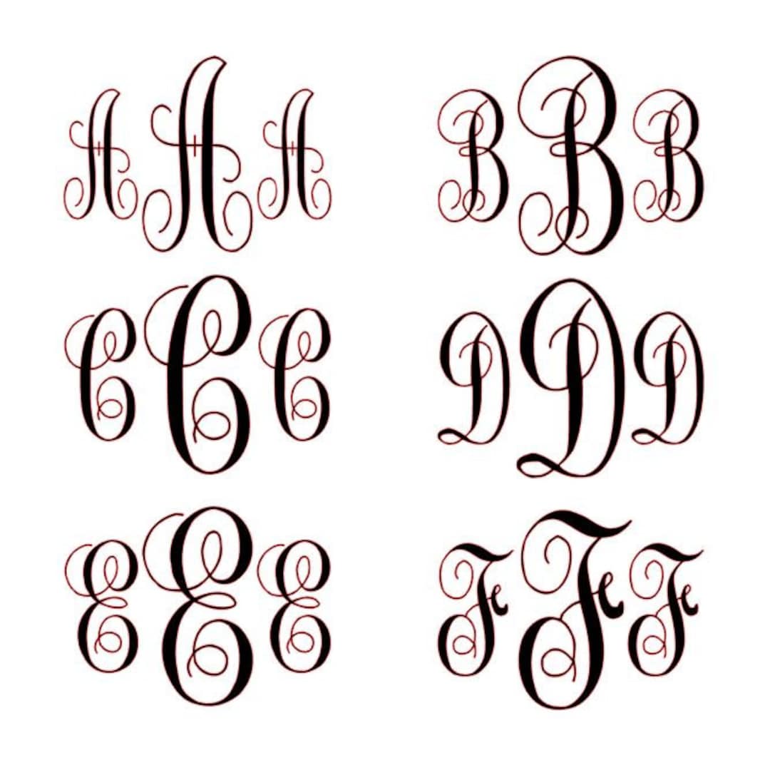 ABC Script Monogram Font - Cut File - Instant Download - SVG Vector JPG ...
