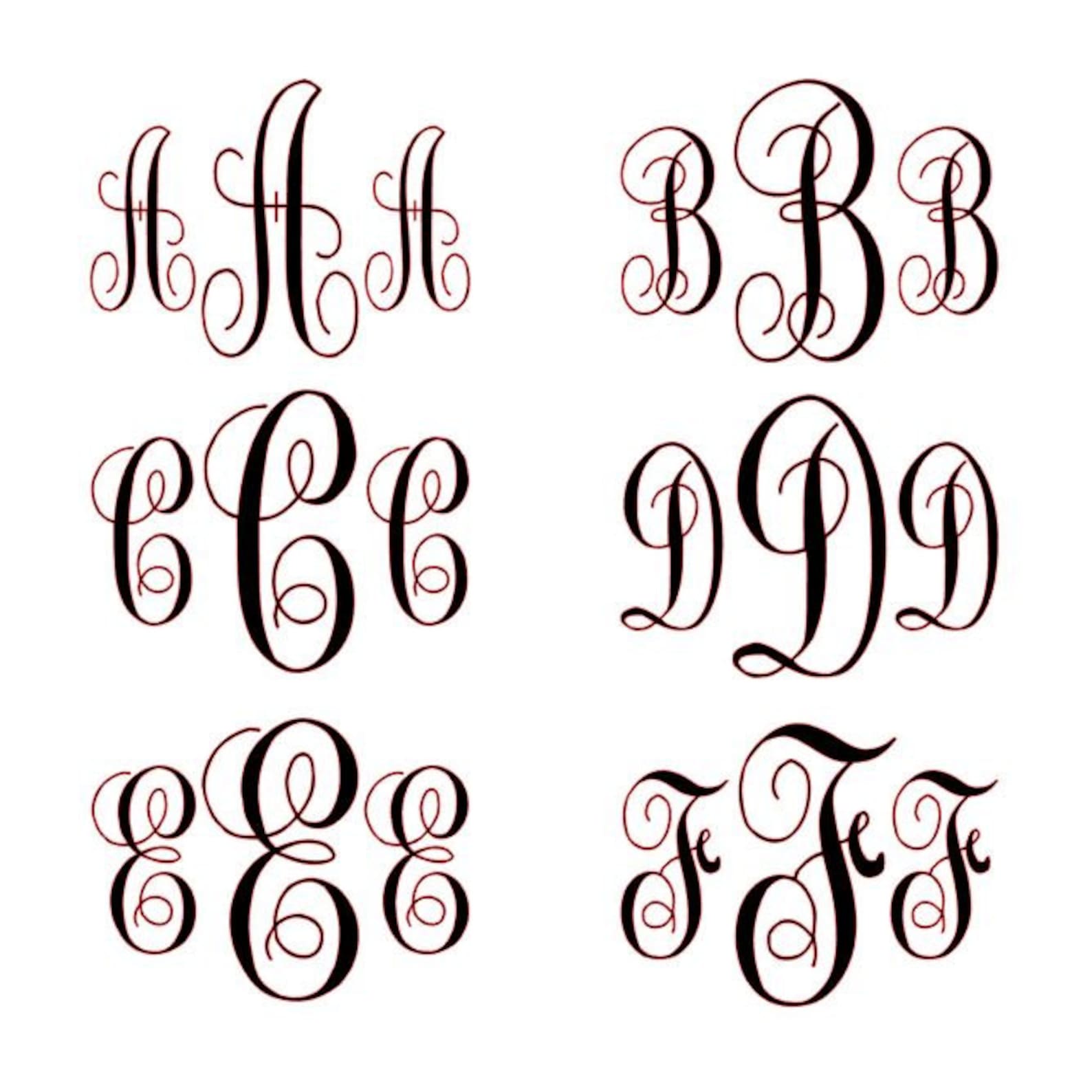 ABC Script Monogram Font Cut File Instant Download SVG | Etsy