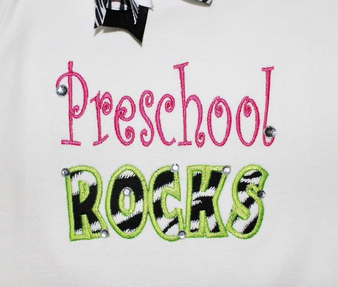 Preschool ROCKS - Applique - Machine Embroidery Design - 6 Sizes - Etsy