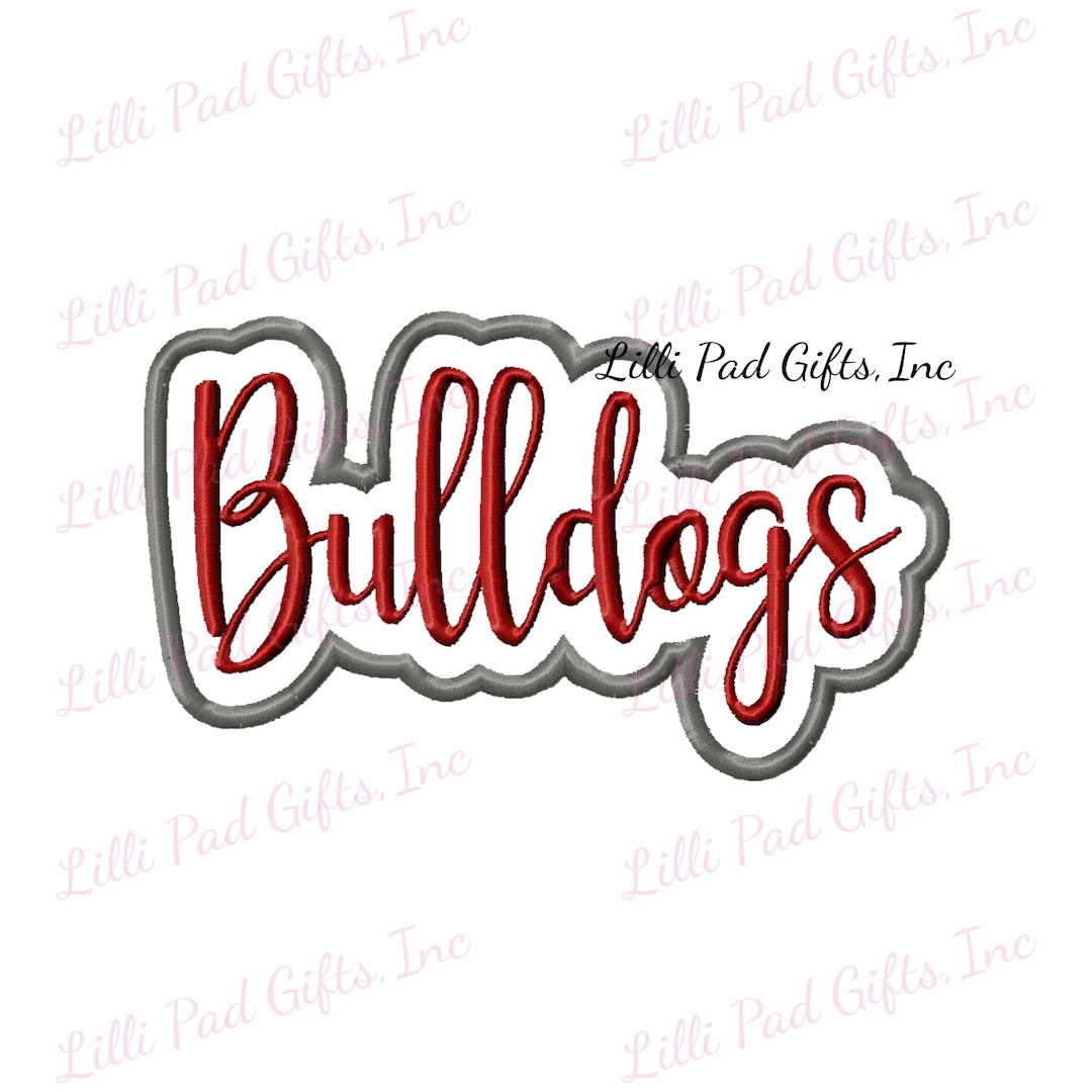 Bulldogs-script-outline Applique Machine Embroidery Design 8 Sizes ...