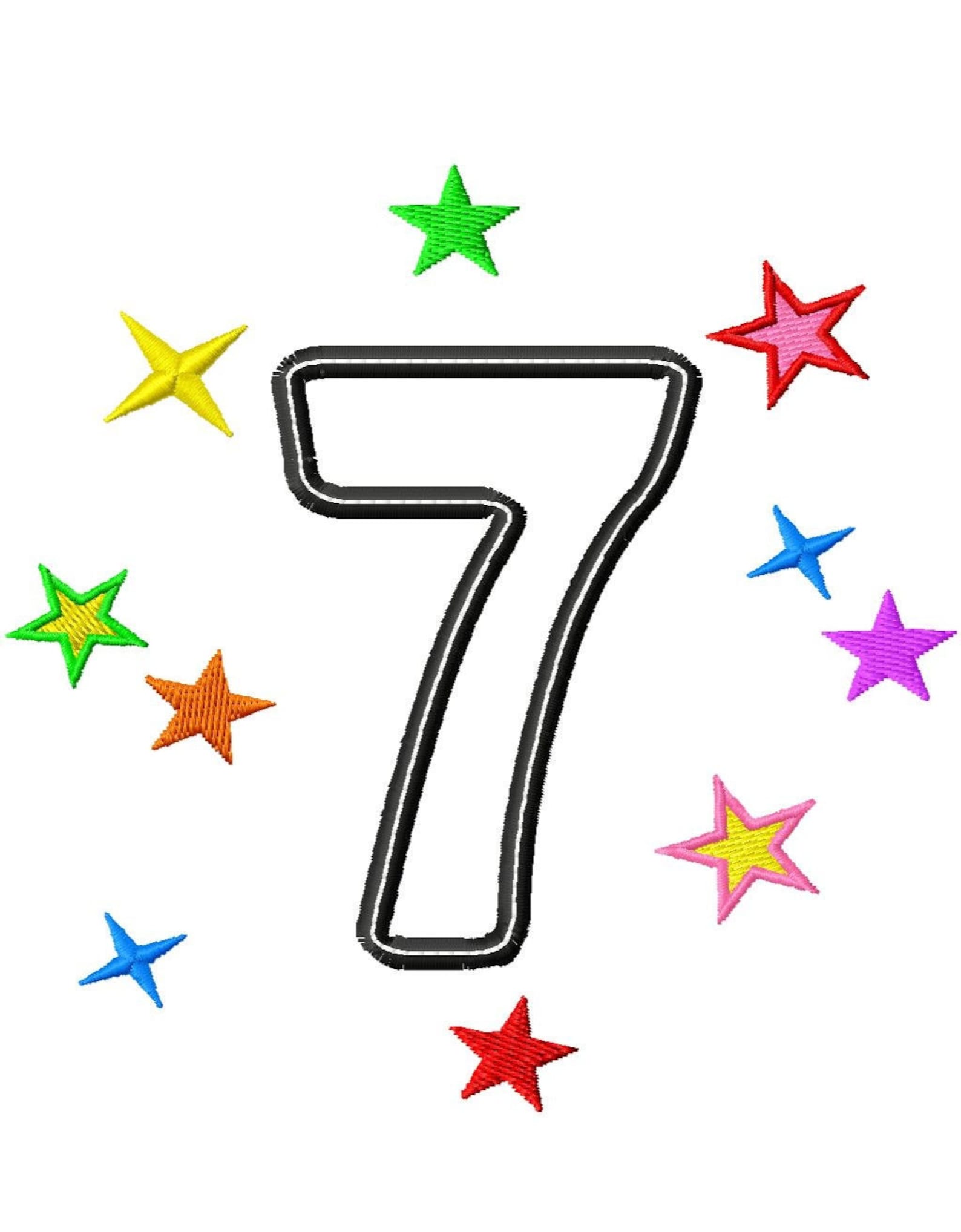 Stars Applique Numbers Machine Embroidery Design | Etsy
