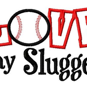 LOVE My Slugger - Baseball Applique - Machine Embroidery Design - 8 ...