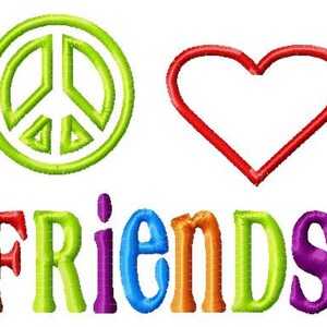 Peace Love FRIENDS - Applique - Machine Embroidery Design - 8 Sizes - Etsy