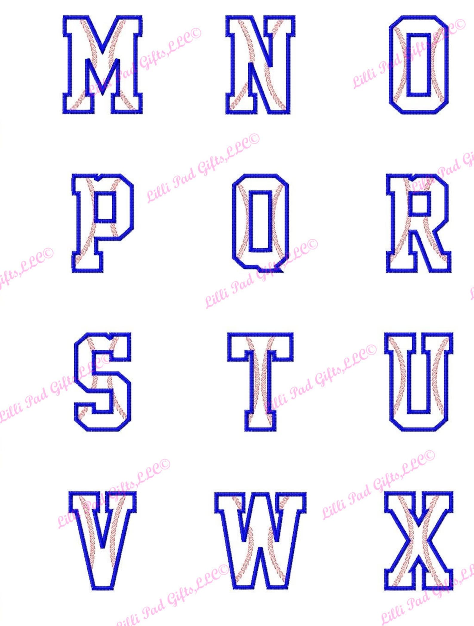 Baseball Stitch Applique Font Set Machine Embroidery Design - Etsy