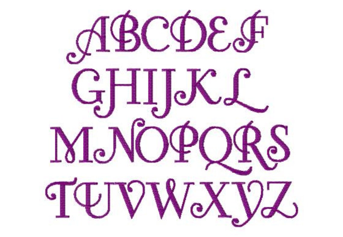 JUMBO Sandy Fancy Machine Embroidery Font Sizes - Etsy