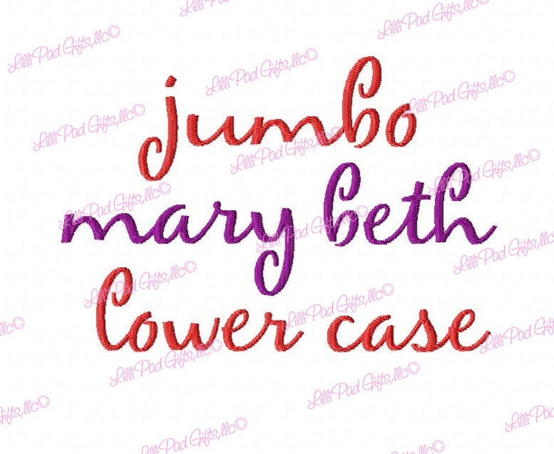 Jumbo Mary Beth-lower Case & Symbols - Machine Embroidery Font - Sizes ...