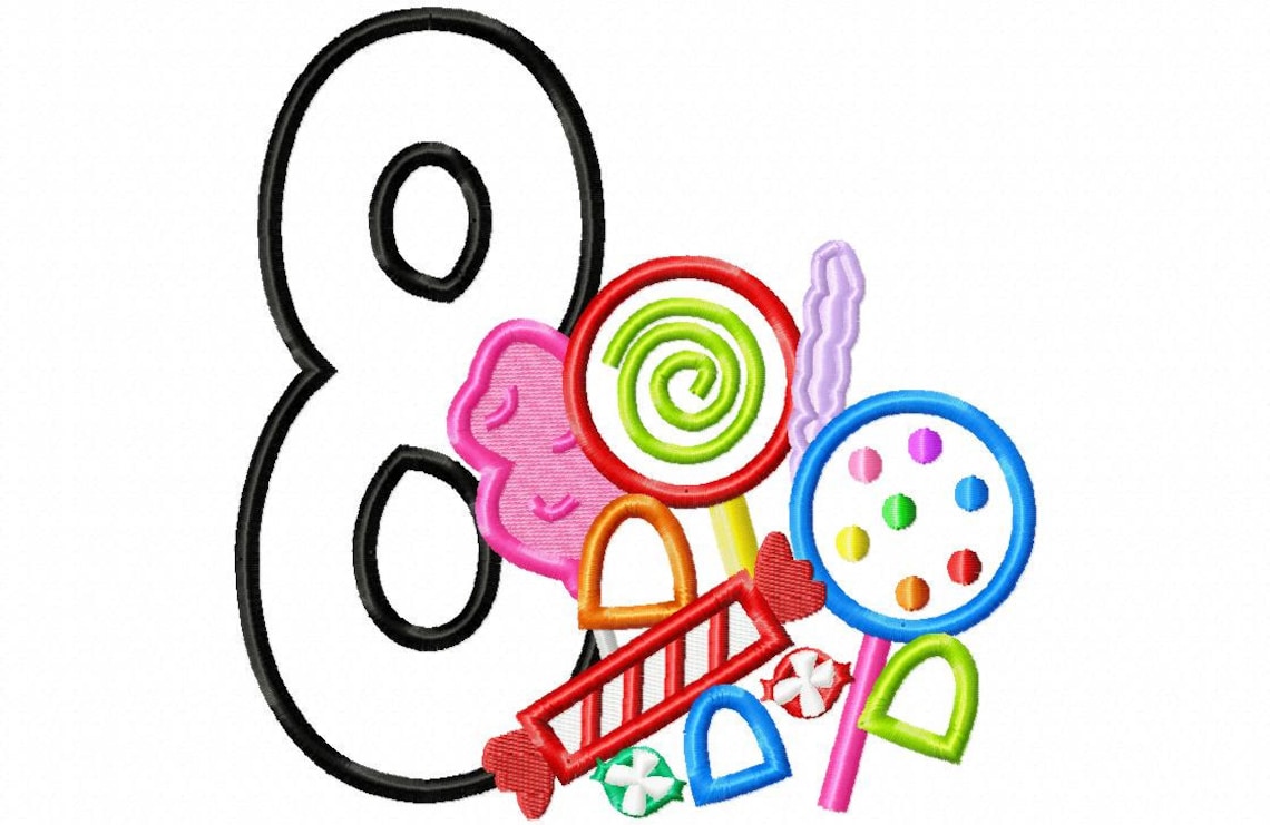 Candy Applique Number 8 Machine Embroidery Design 4 Sizes - Etsy