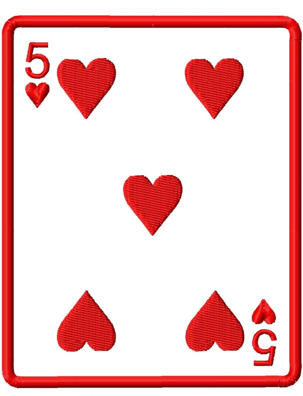 Playing Cards Hearts Applique with Numbers 0-9 Machine | Etsy