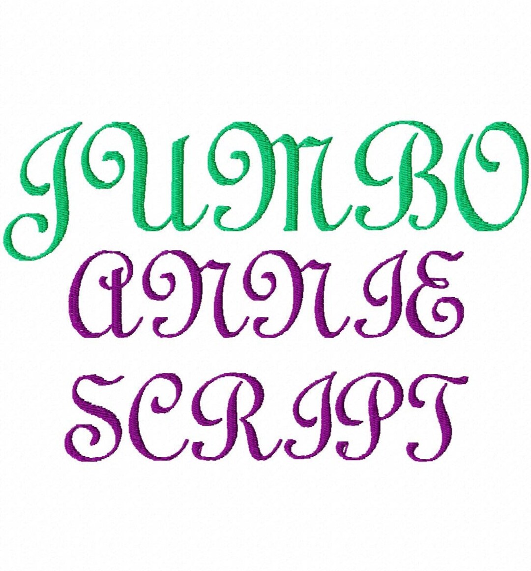 JUMBO Annie Script Machine Embroidery Font - Sizes 5",6",7" BUY 2 Get 1 ...