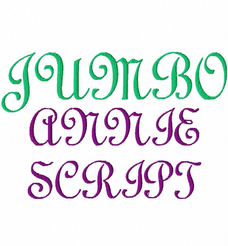 JUMBO Annie Script Machine Embroidery Font Sizes - Etsy