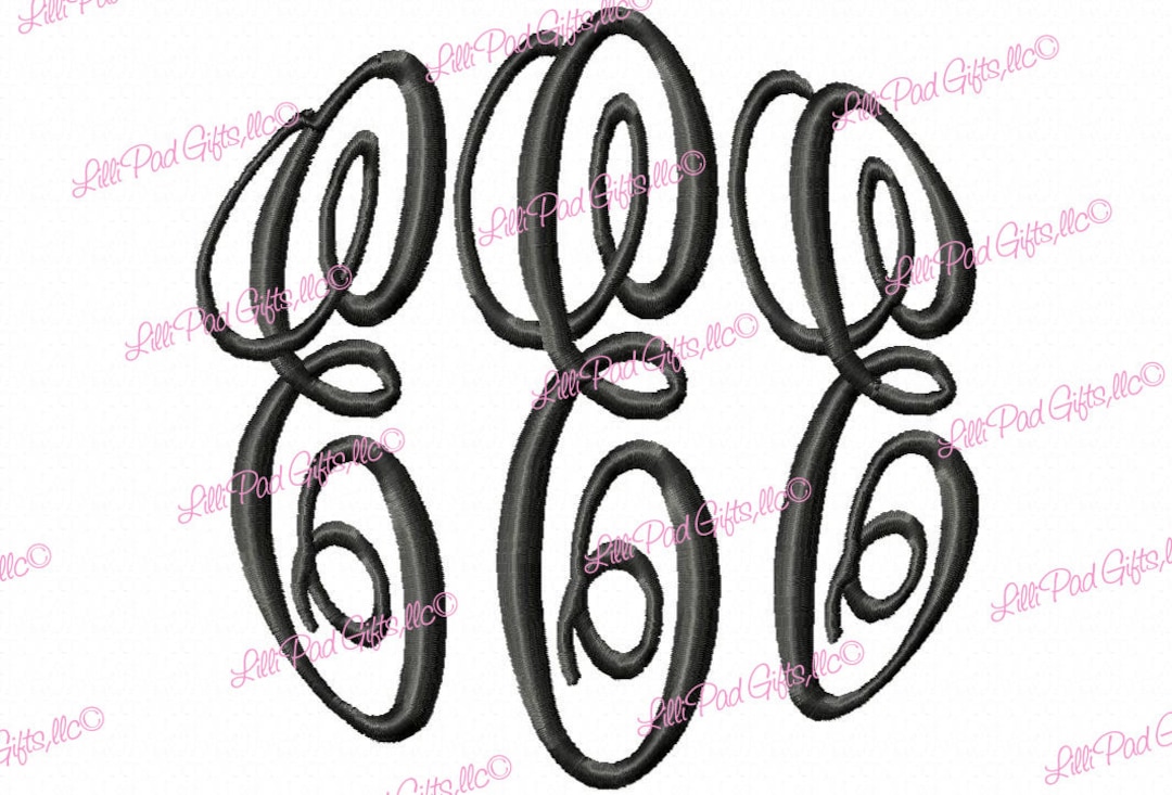 ABC Script Circle Monogram Font - Sizes 2" and 3" - Machine Embroidery ...
