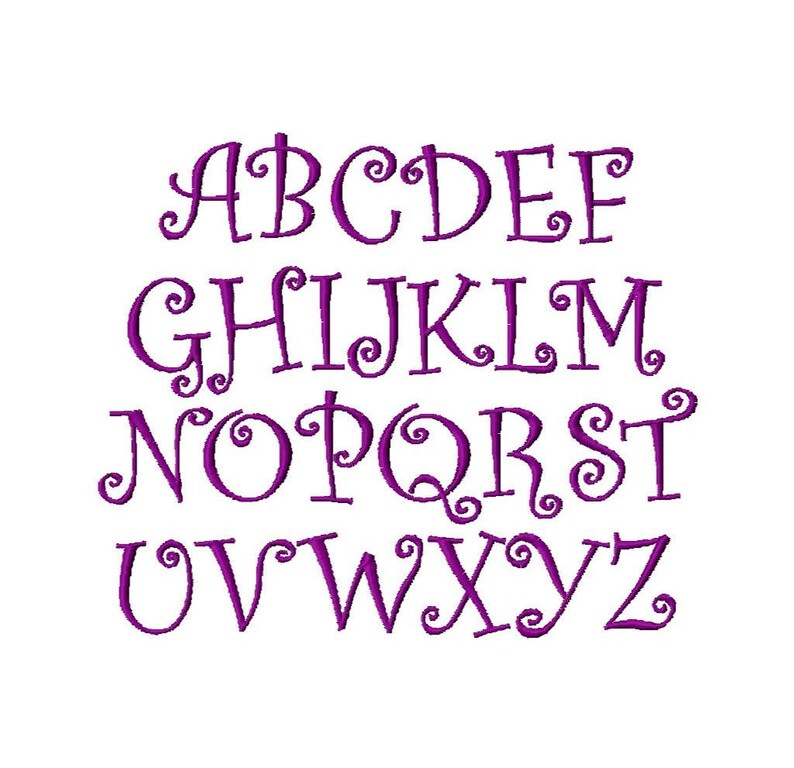 Curlz Machine Embroidery Font - Sizes 1",2",3",4" BUY 2 Get 1 FREE ...