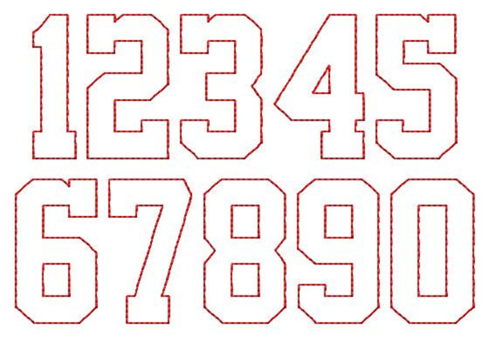 School Time Reverse Applique - NUMBERS - Machine Embroidery - 3 Sizes ...
