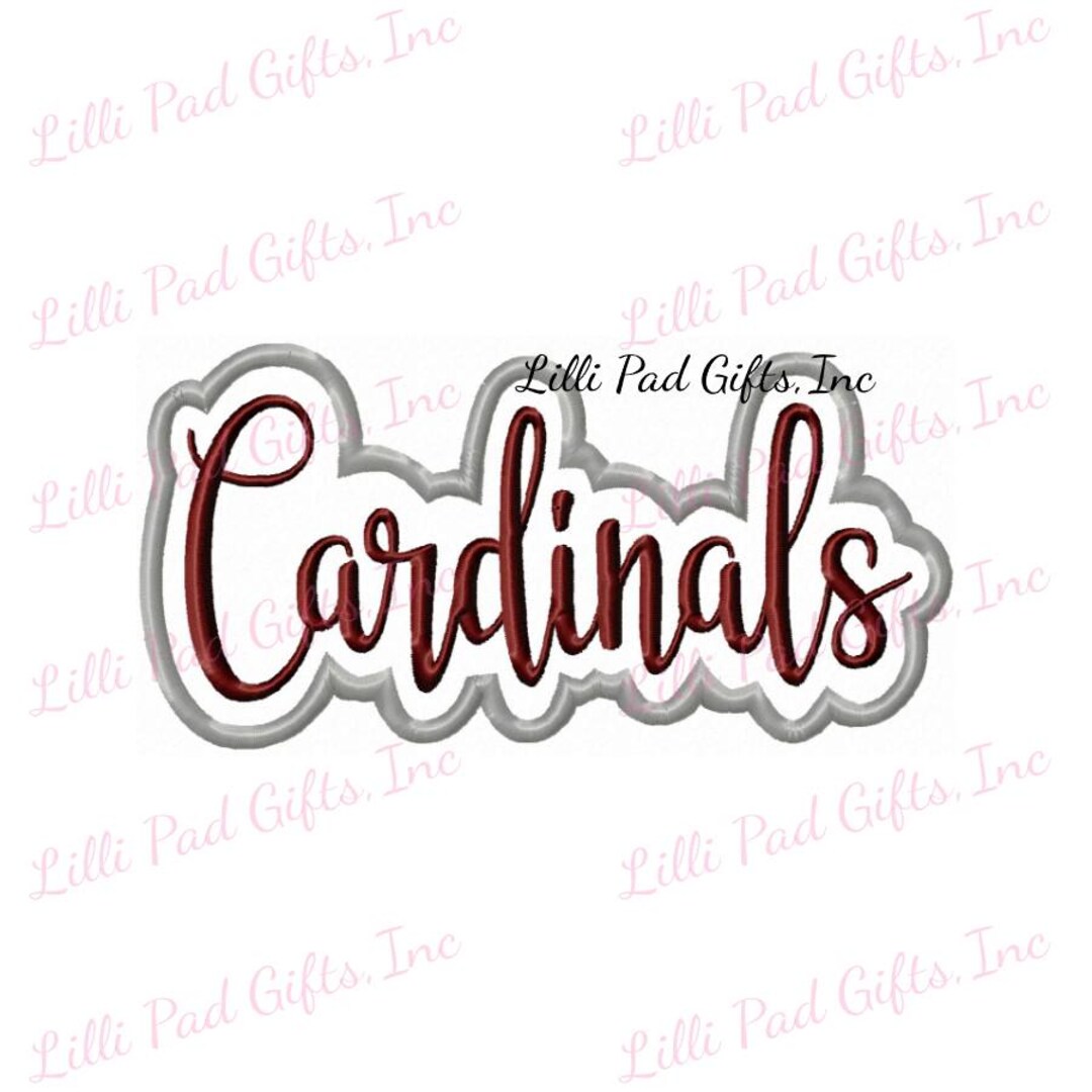 Cardinals-script-outline Applique - Machine Embroidery Design - 16 ...