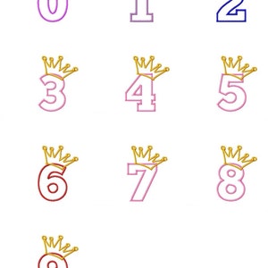 Princess Crown Birthday Numbers Applique - Machine Embroidery Design ...