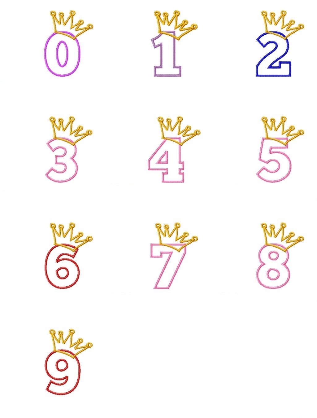 Princess Crown Birthday Numbers Applique Machine Embroidery - Etsy