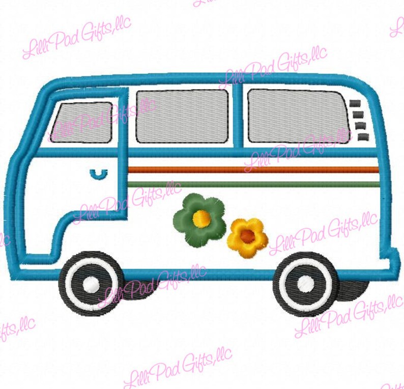 Hip Bus - Applique - Machine Embroidery Design - 4 Sizes, Bus ...