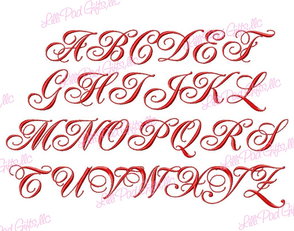Fancy Script Machine Embroidery Font - BX - Sizes 2",3",4" and 4x4 Hoop ...