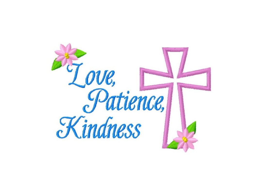 Machine Embroidery Design Love Patience Kindness Cross - Etsy