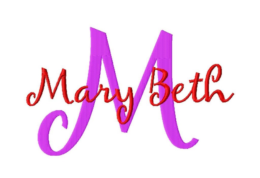 Mary Beth Machine Embroidery Font - Sizes 1",2",3",4" BUY 2 Get 1 FREE ...
