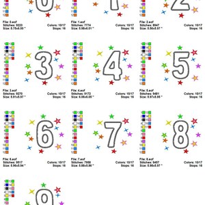 Stars Applique Numbers - Machine Embroidery Design - 4",5",6" 5x7 Hoop ...