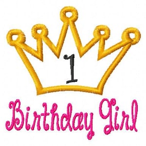 Birthday Girl - Princess Crown Number - Applique - Machine Embroidery ...