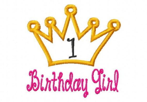 Birthday Girl Princess Crown Number Applique Machine | Etsy