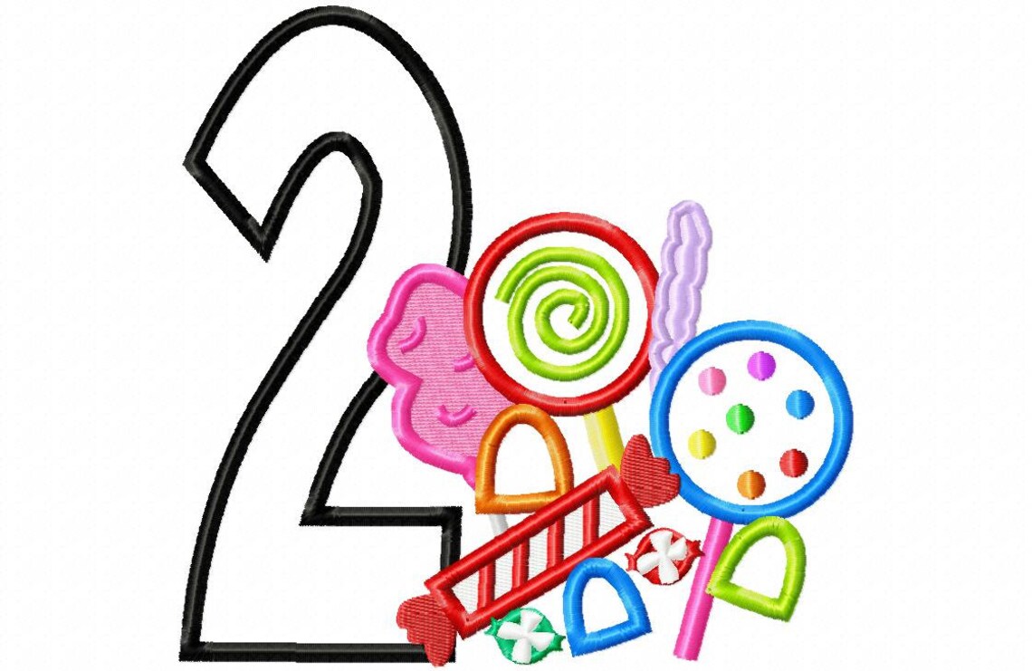 Candy Applique Number 2 Machine Embroidery Design 5 Sizes | Etsy
