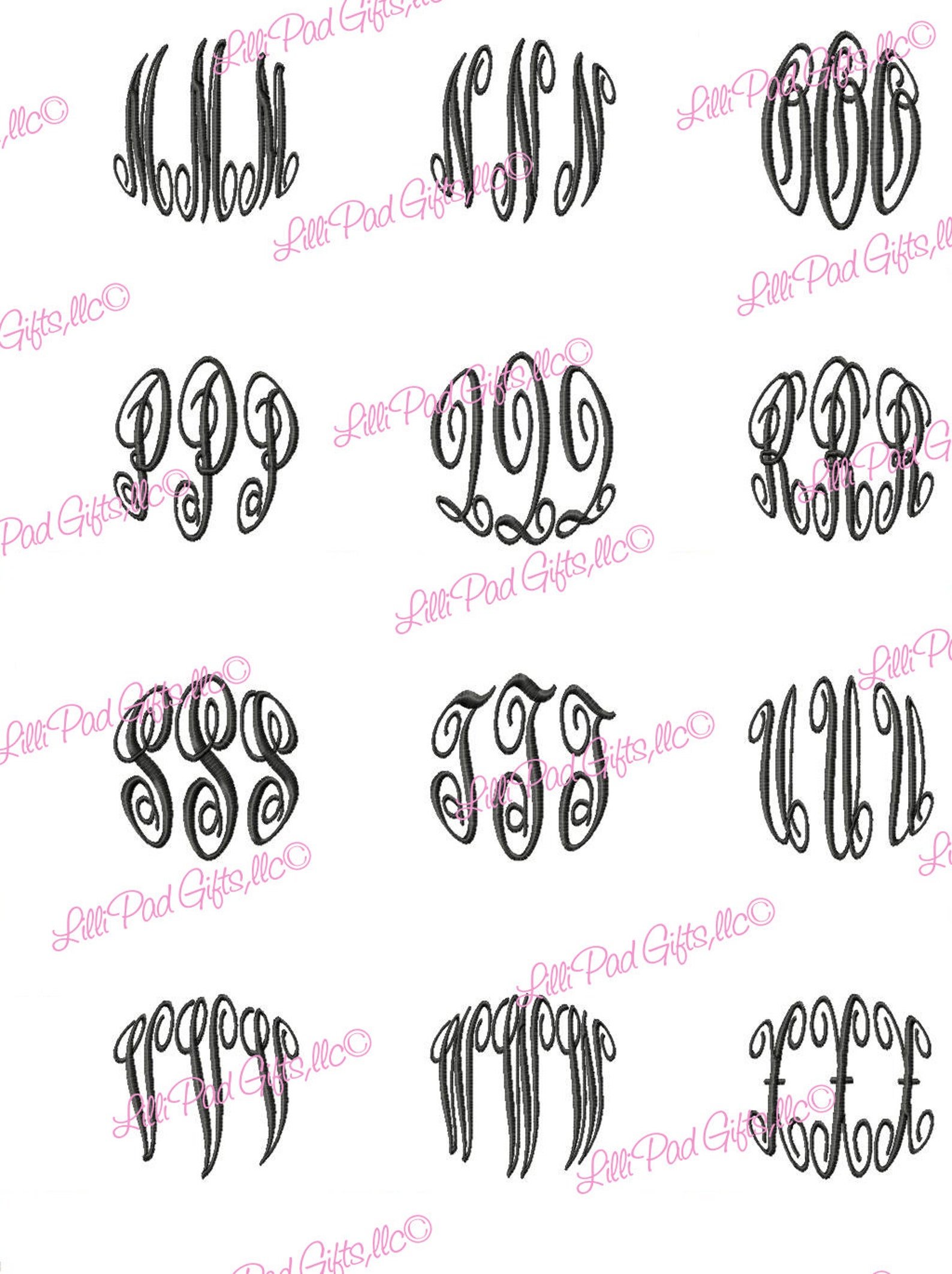 ABC Script Circle Monogram Font - BX - Sizes 4" and 5" - Machine ...