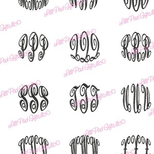 ABC Script Circle Monogram Font - Sizes 2" and 3" - Machine Embroidery ...