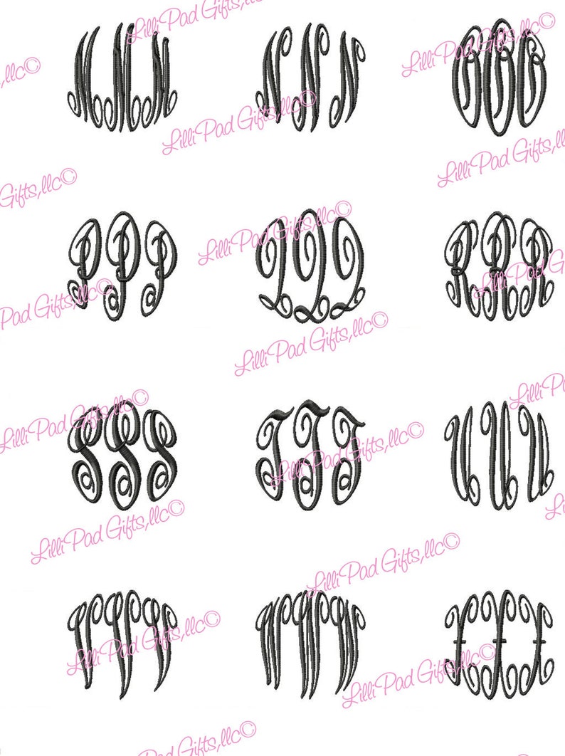 ABC Script Circle Monogram Font Sizes 2 and 3 | Etsy